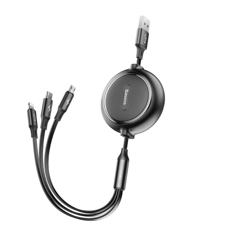 Baseus Golden Loop 3-in-1 Elastic Data Cable – Black