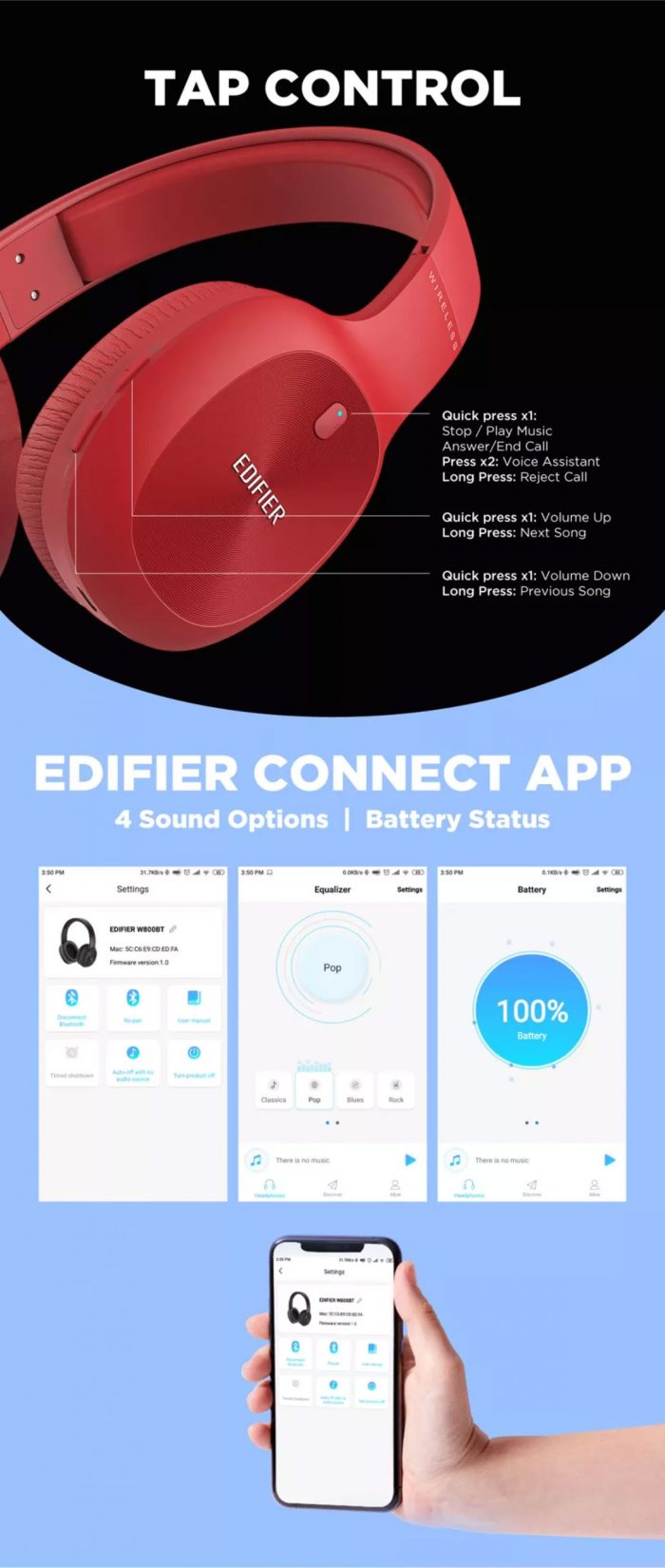 Edifier W800BT Plus Bluetooth Headphones | Gadget Studio BD