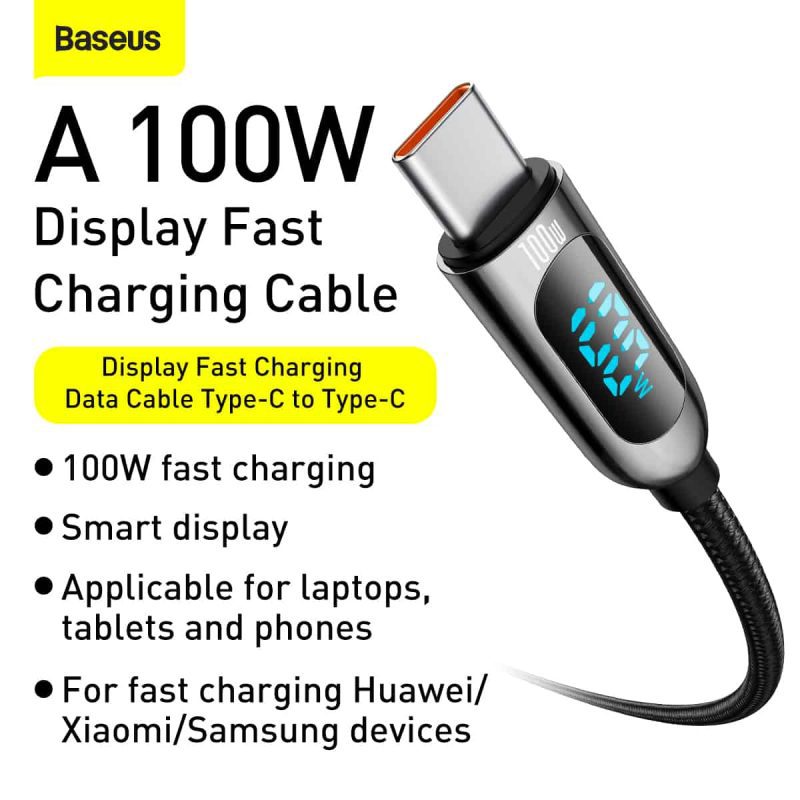 Baseus Display Fast Charging Data Cable Type-C to Type-C 100W | Gadget ...